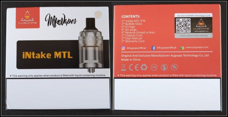 Opinioni su - Intake MTL RTA - Augvape - SEF